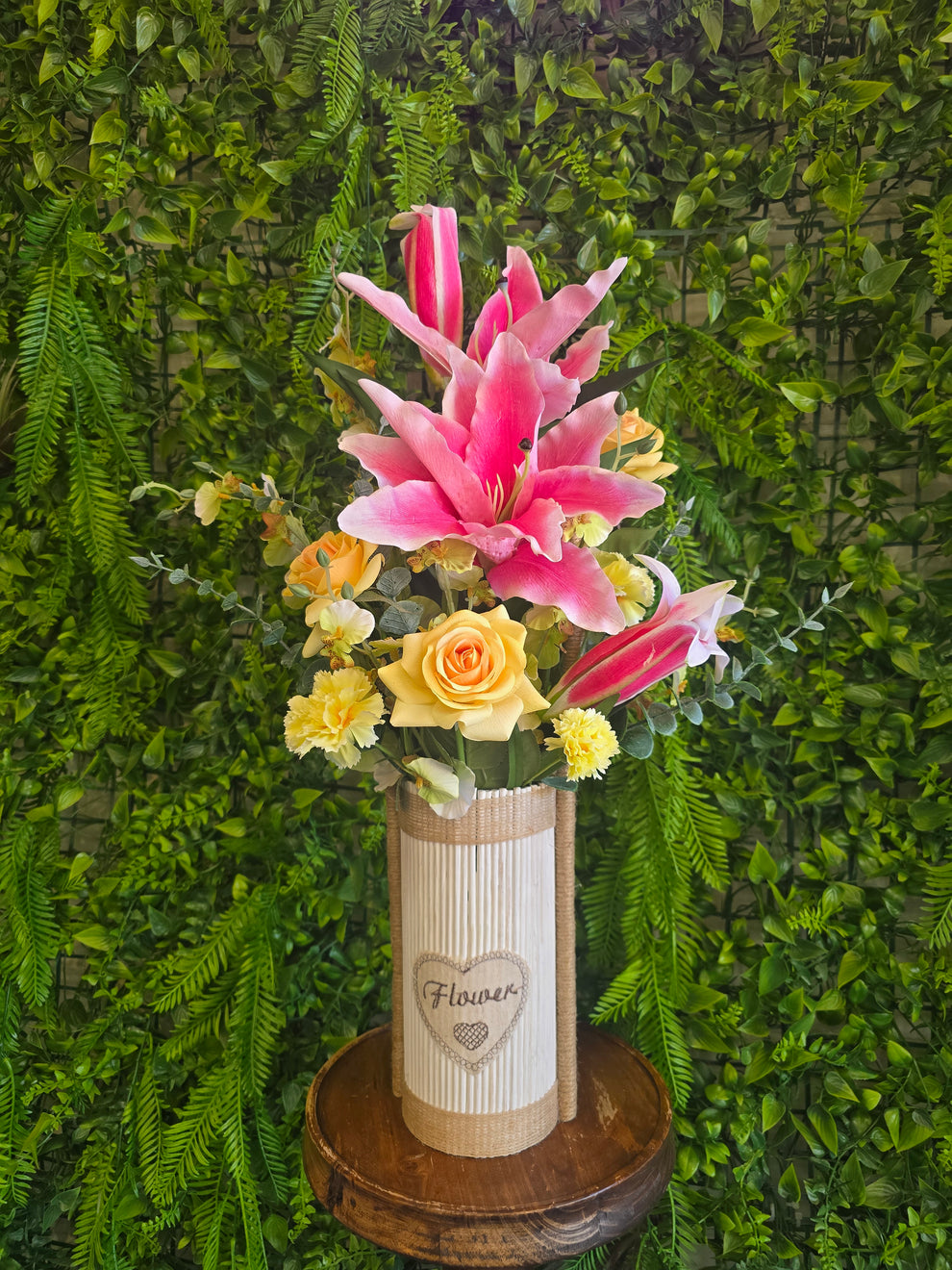 Silk Flower Basket Arrangement – Freckles Flowers